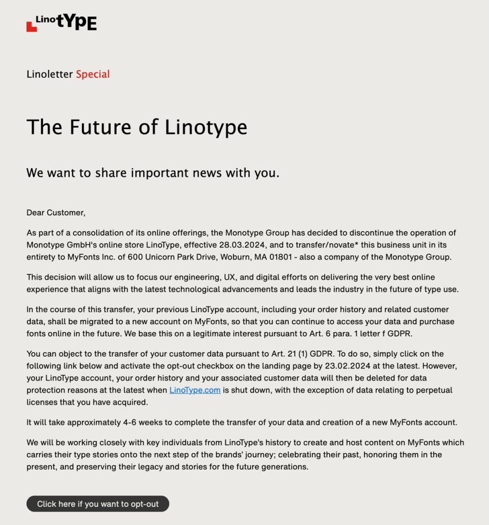 Monotype anuncia el cierre definitivo de Linotype - Gràffica